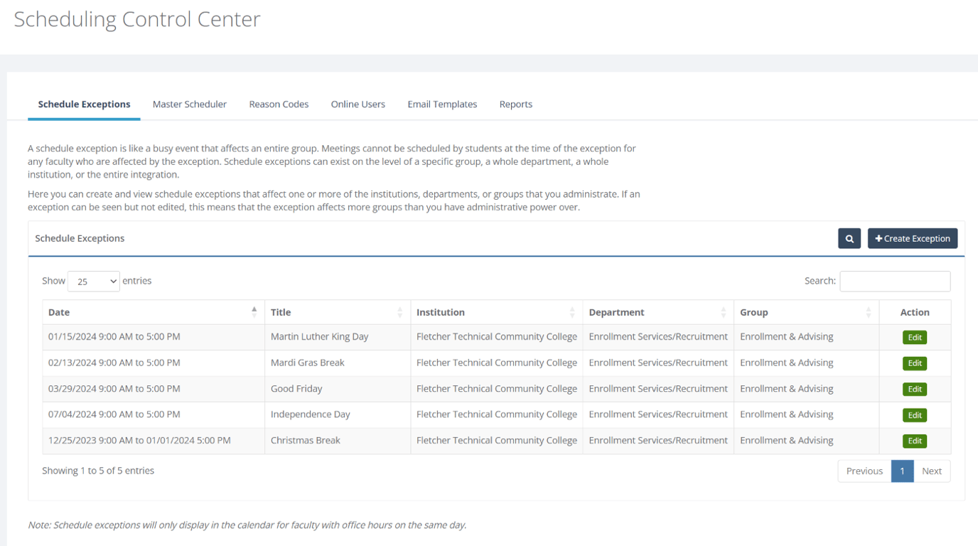 Navigating the Scheduling Control Center