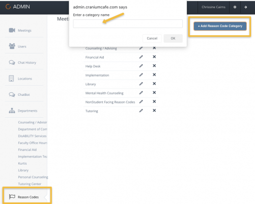 How to Create Reason Code Categories in the Admin Panel