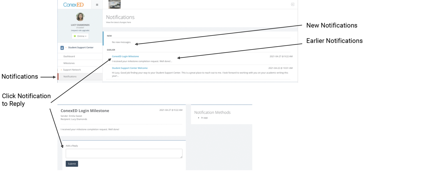 Student Dashboard and Milestones the Student View